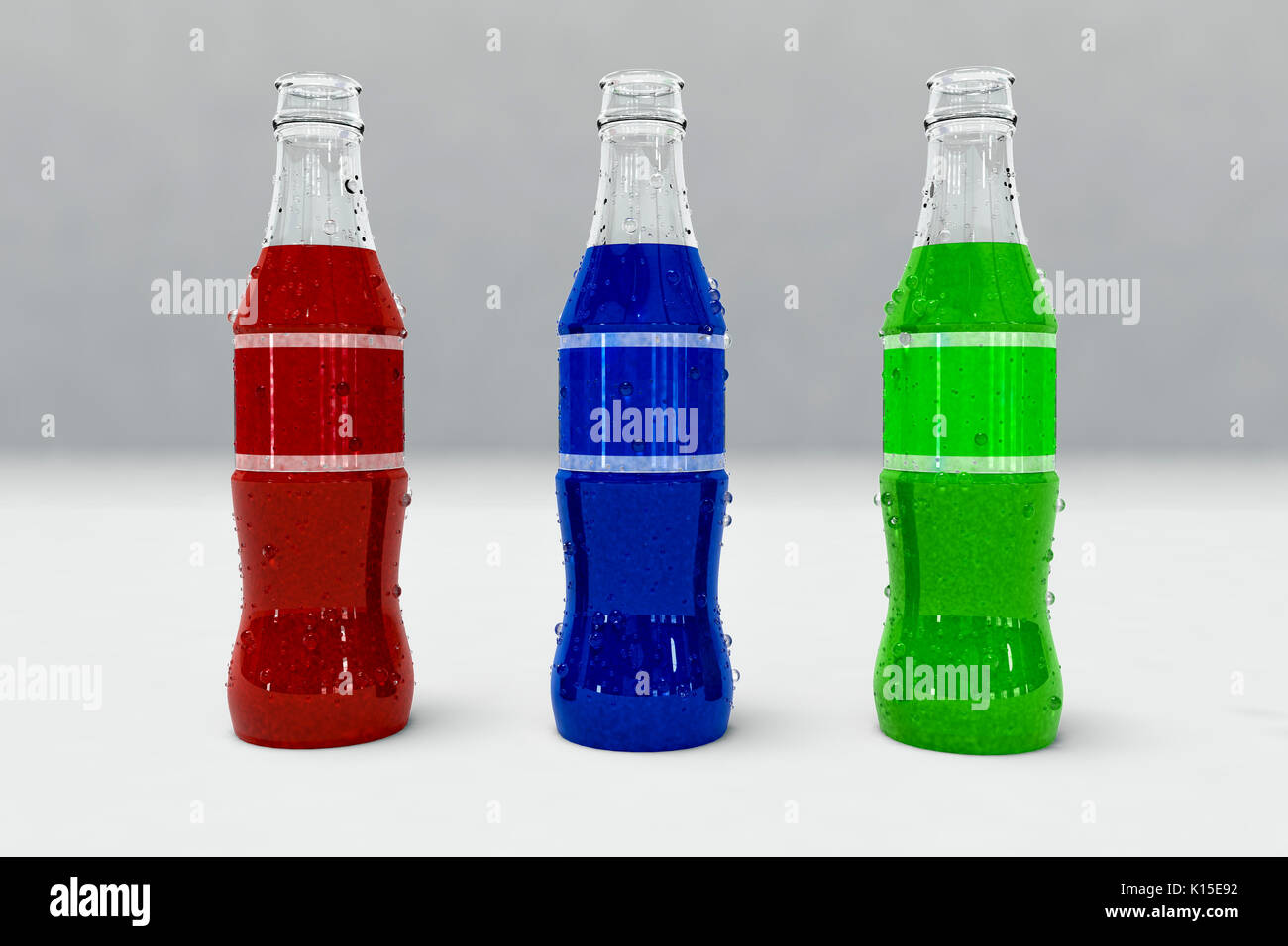 Refreshing cola and lemonade bottles well cooled Stock Photo - Alamy