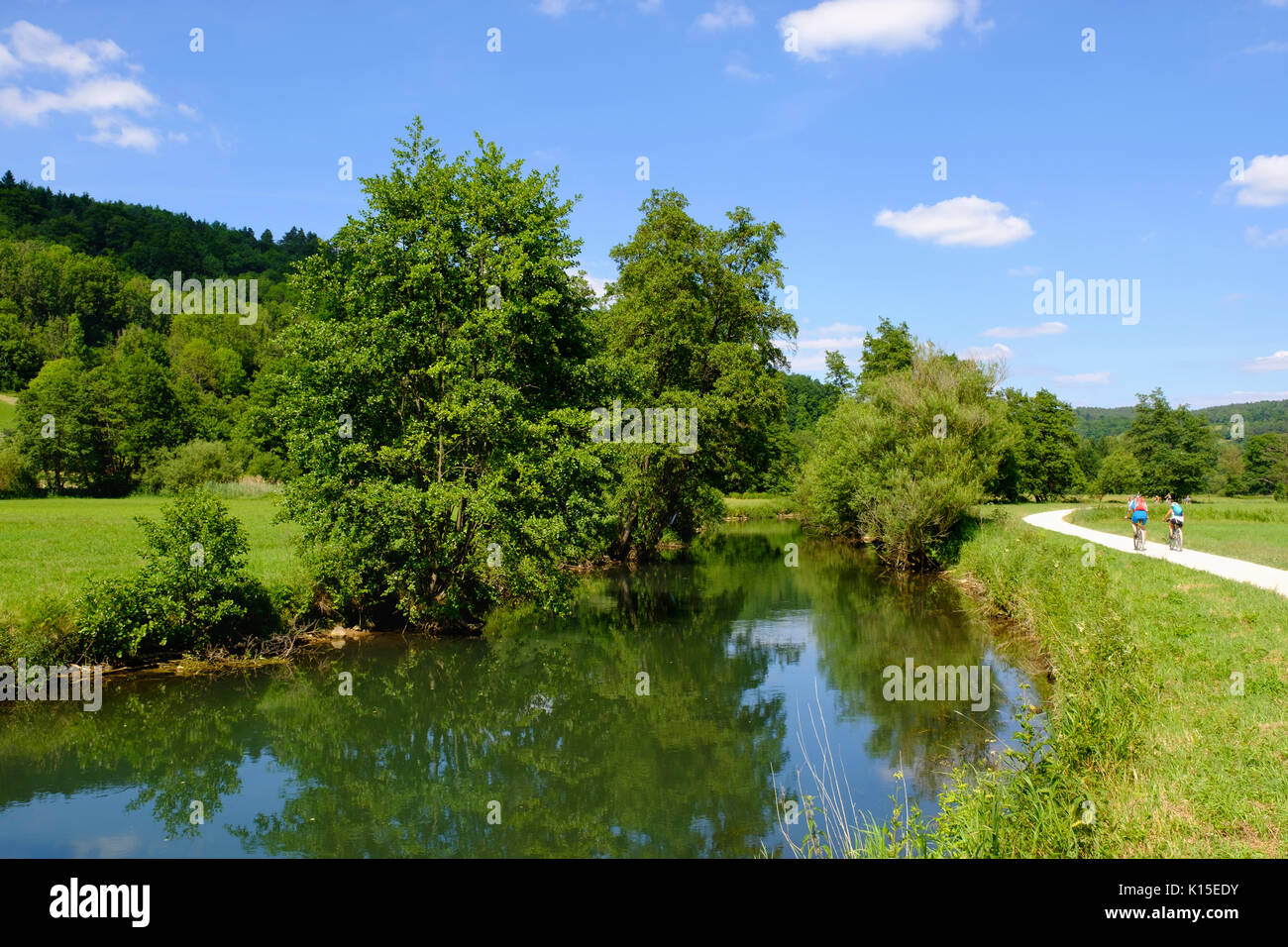River Pegnitz near Vorra, Pegnitz Valley, Hersbrucker Alb, Middle ...