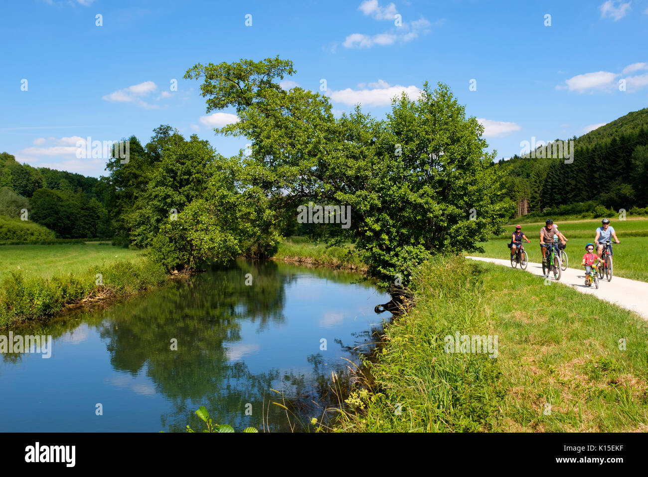 River Pegnitz near Vorra, Pegnitz Valley, Hersbrucker Alb, Middle ...