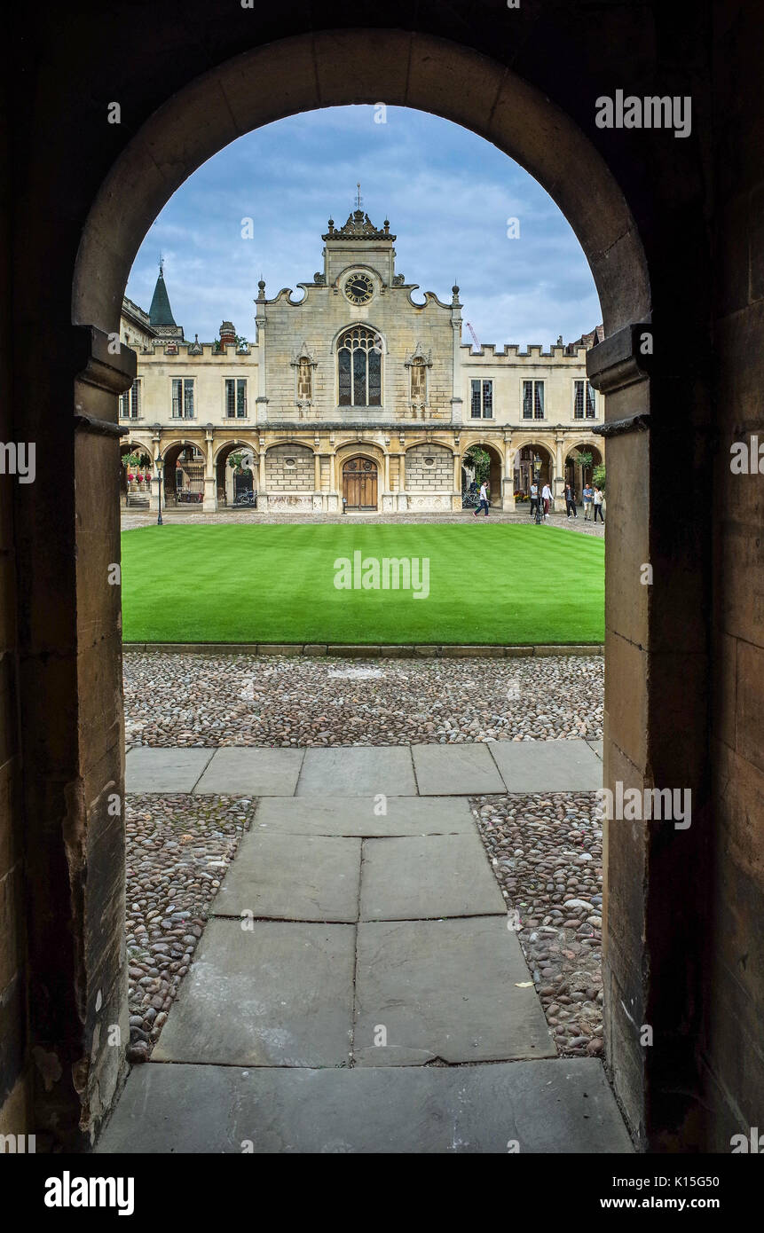 Peterhouse College Cambridge - arched doorway frames the clocktower in ...