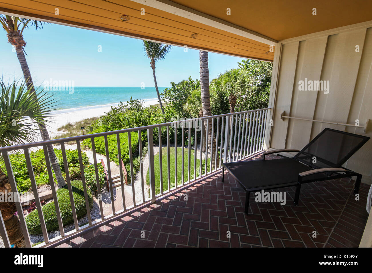 Beach and ocean view from a balcony Stock Photo - Alamy