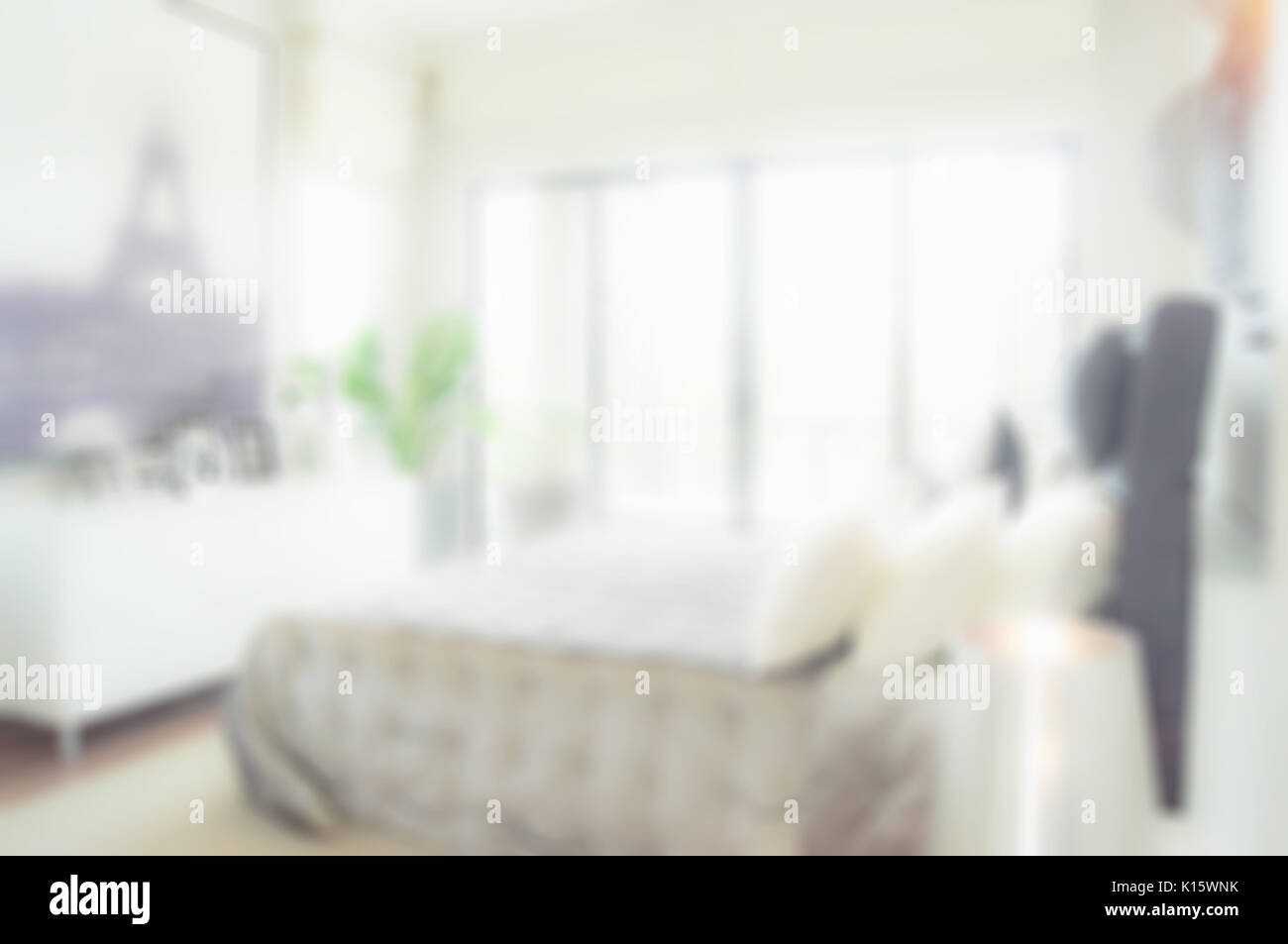 defocus blur abstract background of modern bedroom interior Stock Photo ...