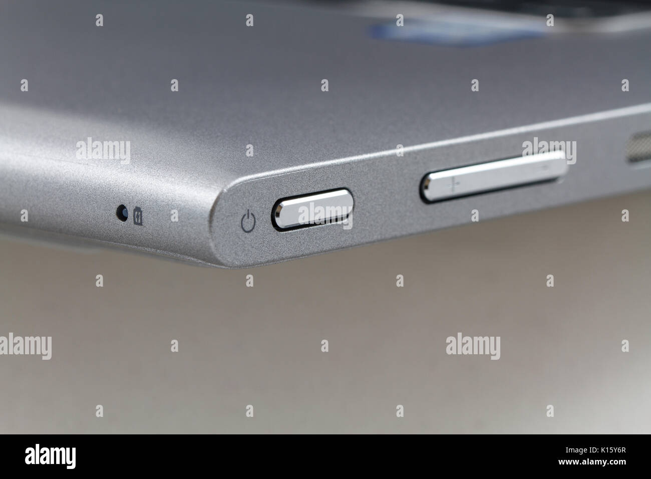 Power button on laptop computer, Closeup Stock Photo - Alamy
