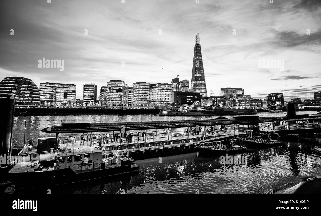 More London Riverside skyline the Shard and Tower Millennium Pier at ...
