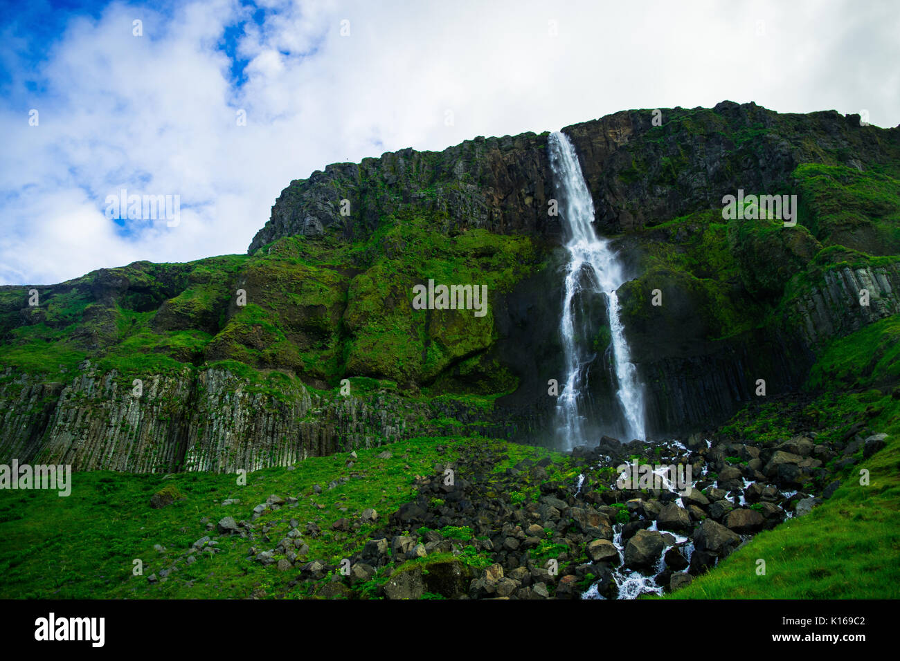 Bjarnarfoss, a waterfall on the Snaefellsnes Peninsula in Iceland Stock ...