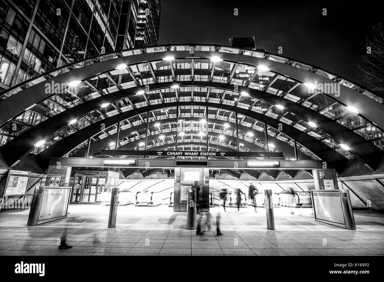 Futuristic Entrance of Canary Wharf Underground station in London ...