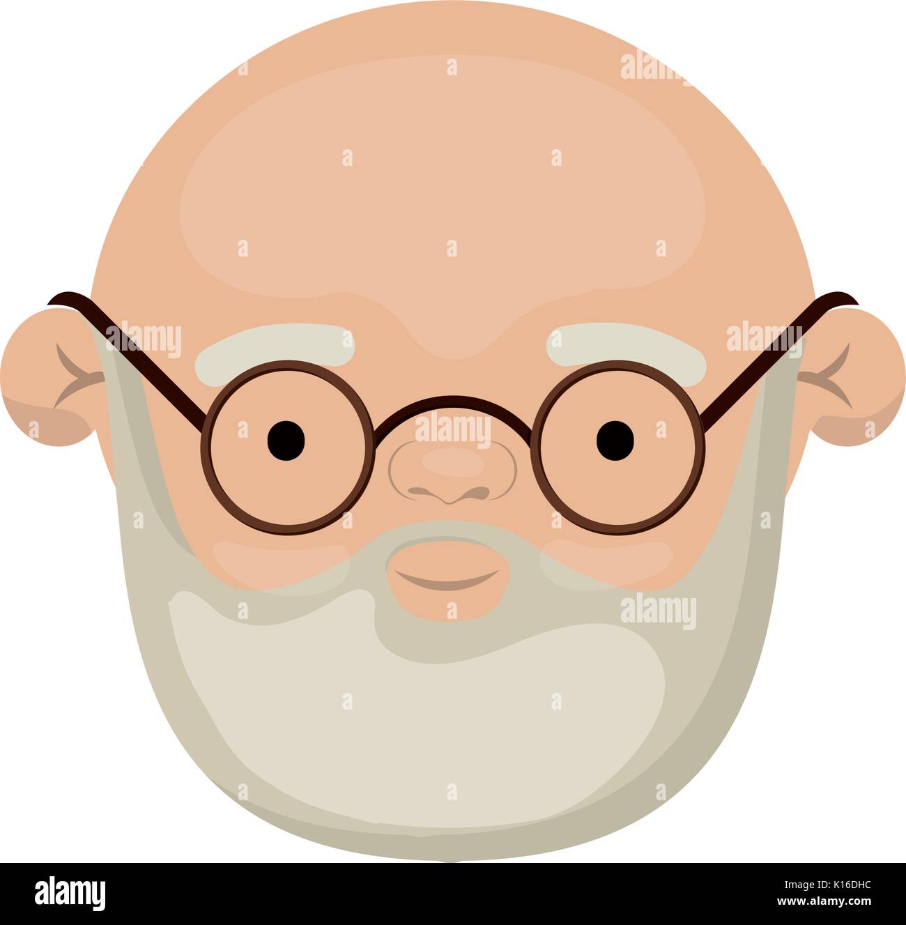 colorful face of bald grandfather with beard and glasses Stock Vector ...