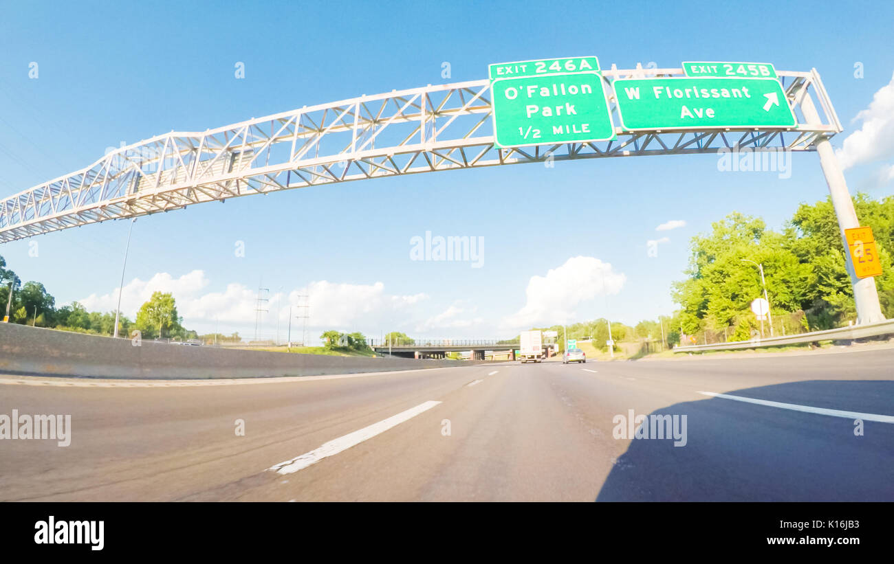 POV point of view - Driving East on Interstate Highway 70 in St. Louis ...