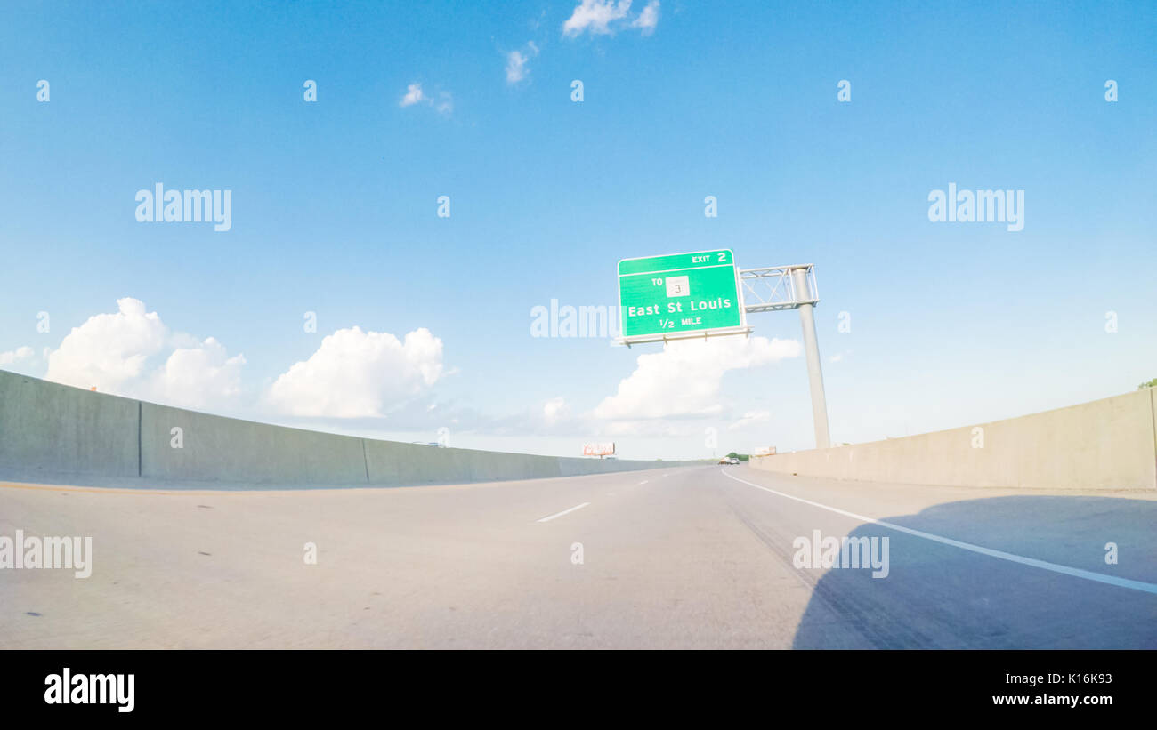 POV point of view - Driving East on Interstate Highway 70 in St. Louis ...