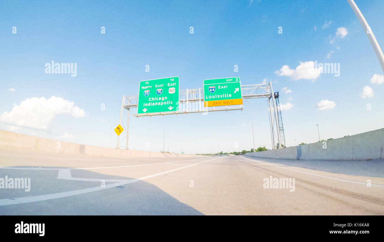 POV point of view - Driving East on Interstate Highway 70 in St. Louis ...