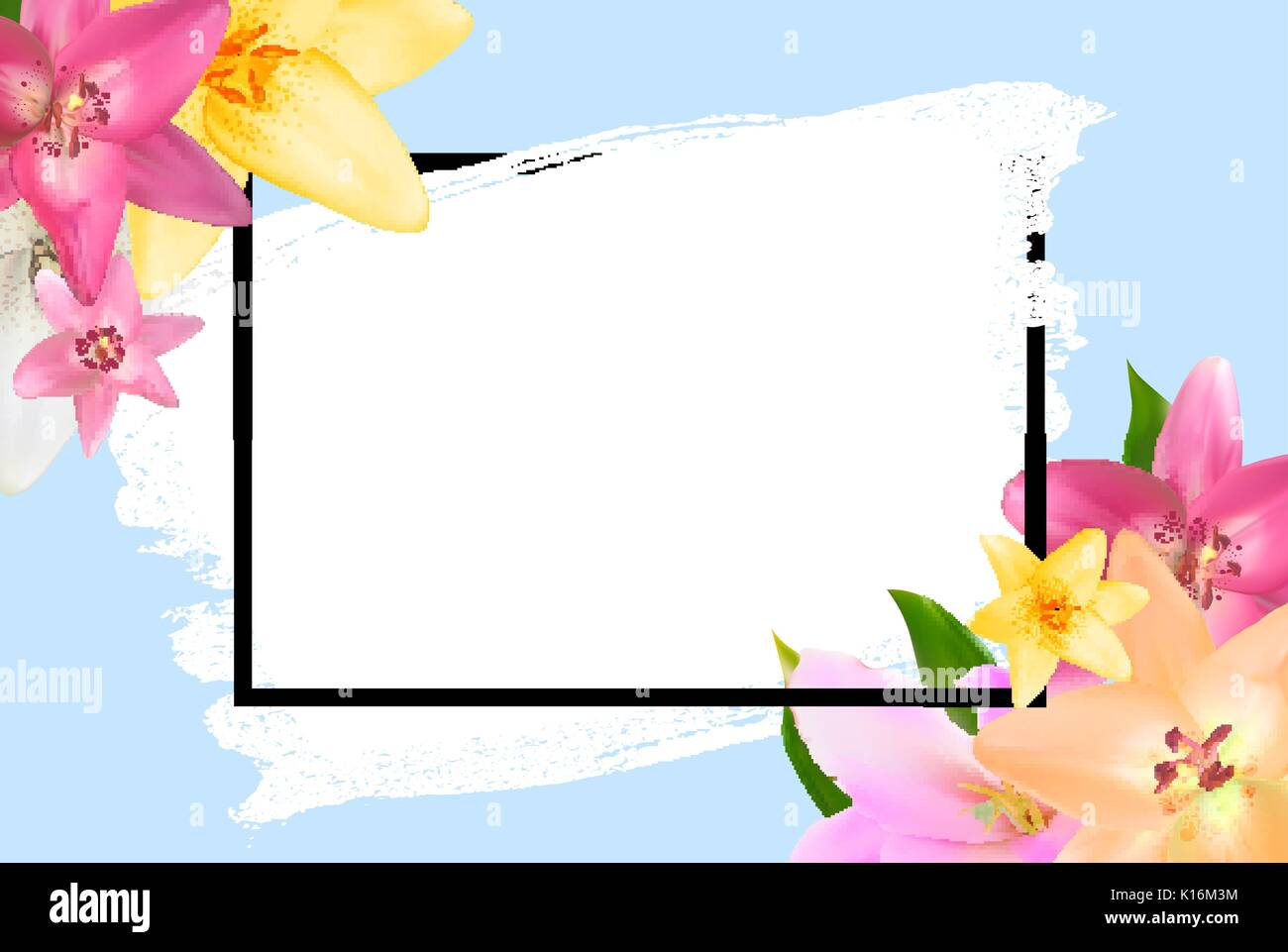 Abstract Frame with Lily Flower. Natural Background. Vector Illu Stock ...