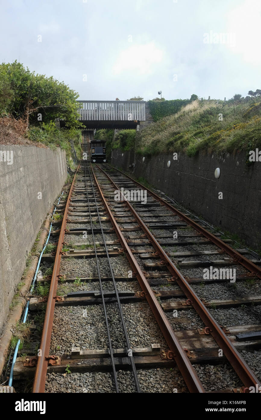 The beach and waterfront at Aberystwyth including Constitution Hill and ...