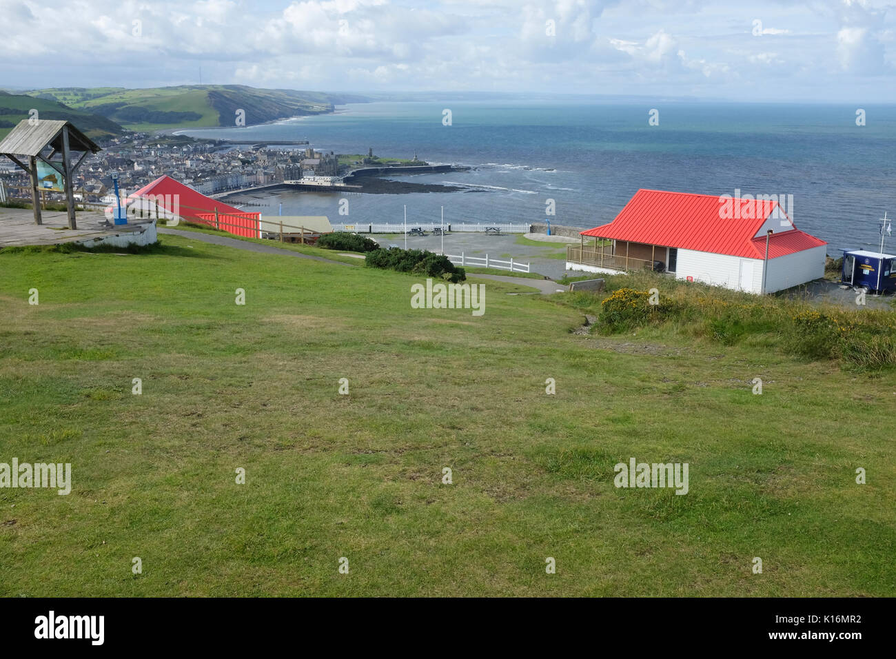 The beach and waterfront at Aberystwyth including Constitution Hill and ...