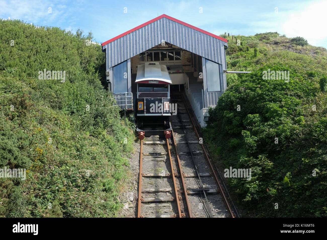The beach and waterfront at Aberystwyth including Constitution Hill and ...