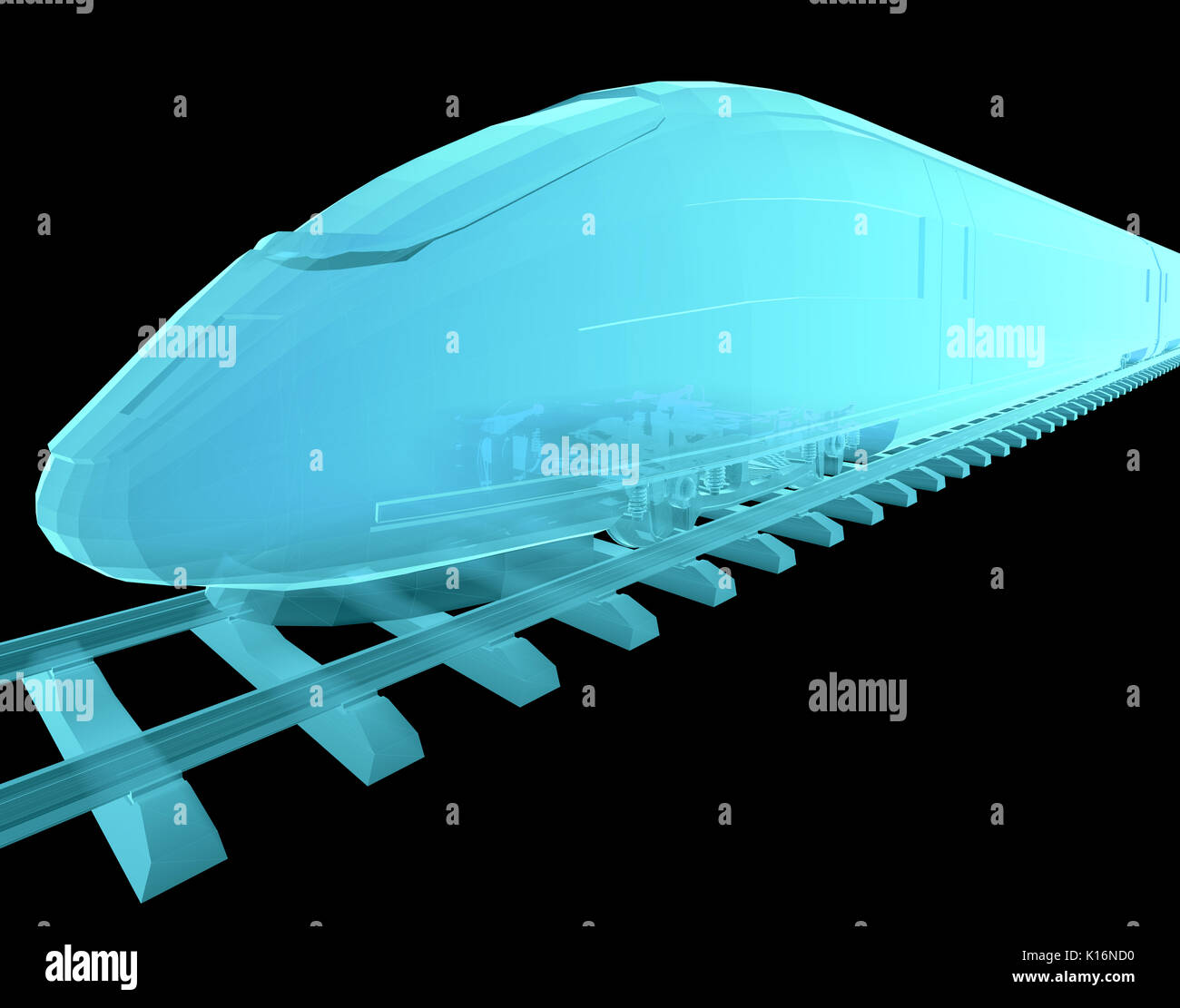 Glow blue high-speed train Stock Photo - Alamy