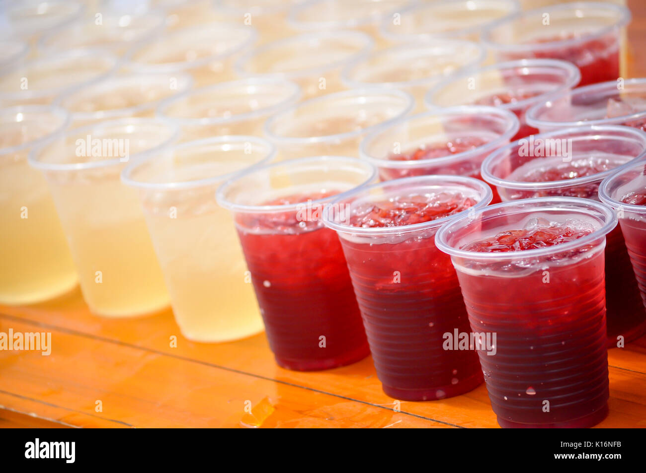Yellow and red drinks taste sweet. Prepared for guests Stock Photo - Alamy