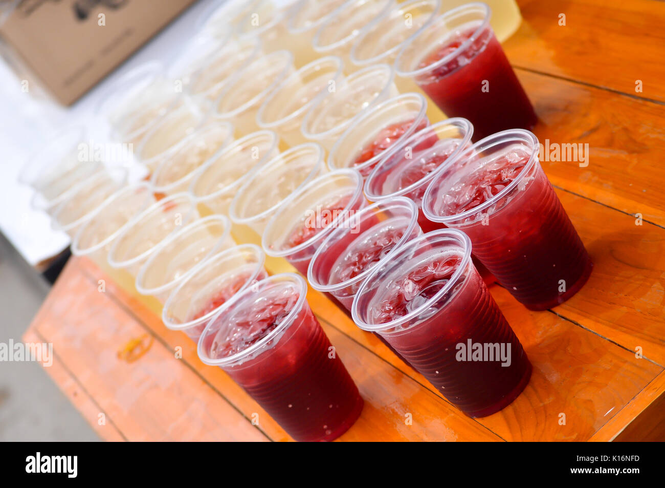 Yellow and red drinks taste sweet. Prepared for guests Stock Photo - Alamy