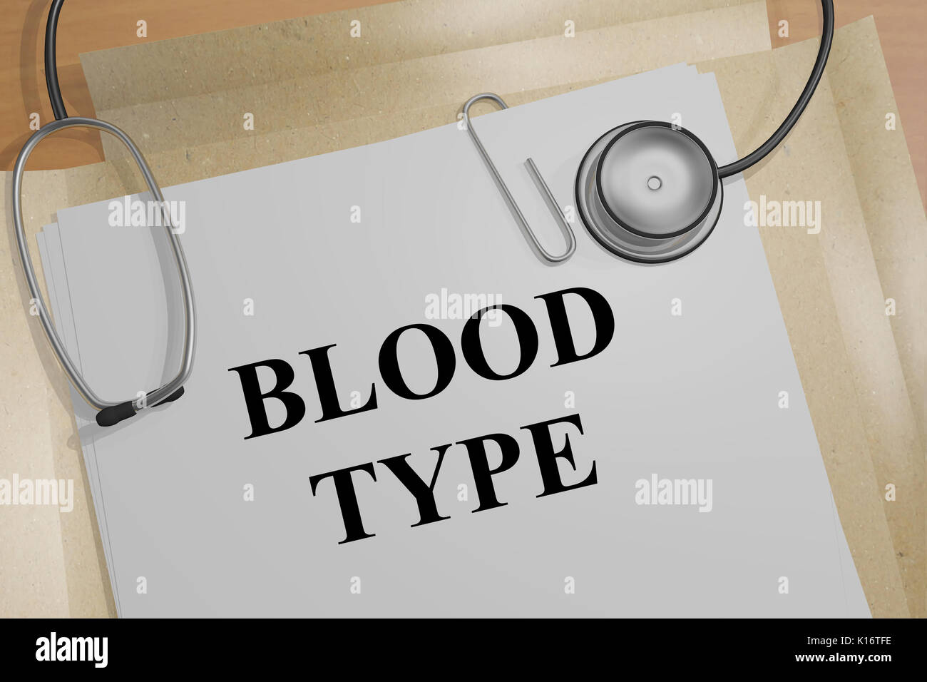 3D illustration of "BLOOD TYPE" title on a medical document Stock Photo ...