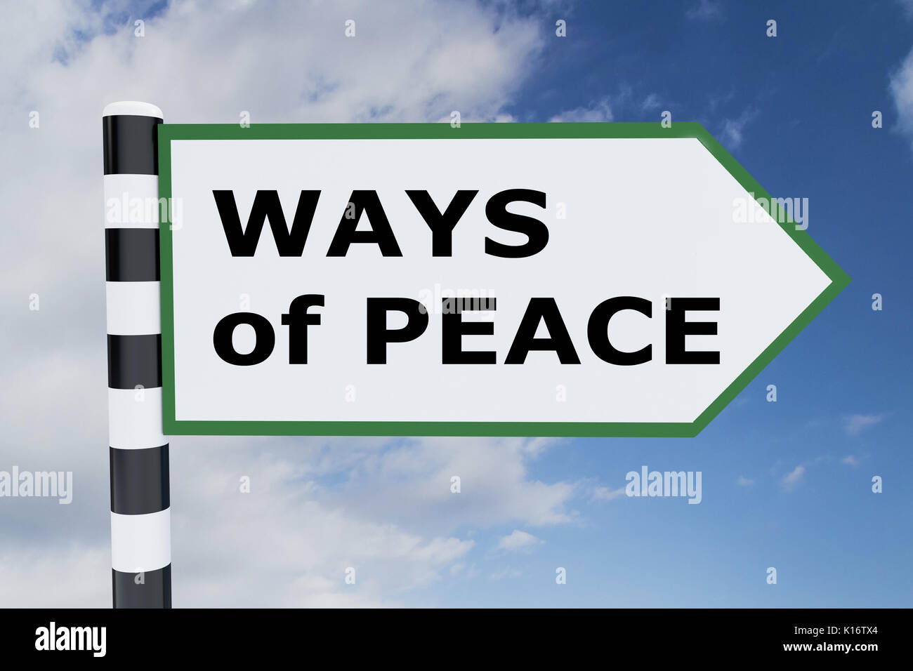 3D illustration of "WAYS of PEACE" script on road sign Stock Photo - Alamy