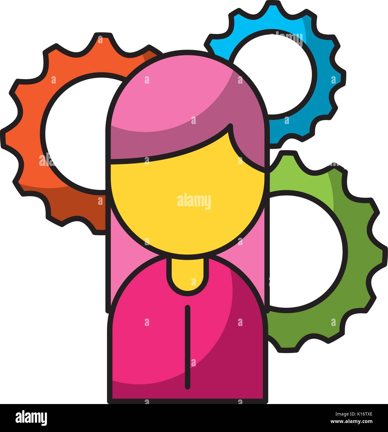 businesswoman avatar with gears Stock Vector Image & Art - Alamy