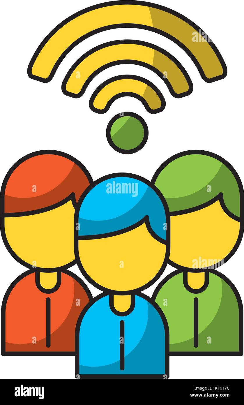 teamwork people avatars with wifi signal Stock Vector Image & Art - Alamy