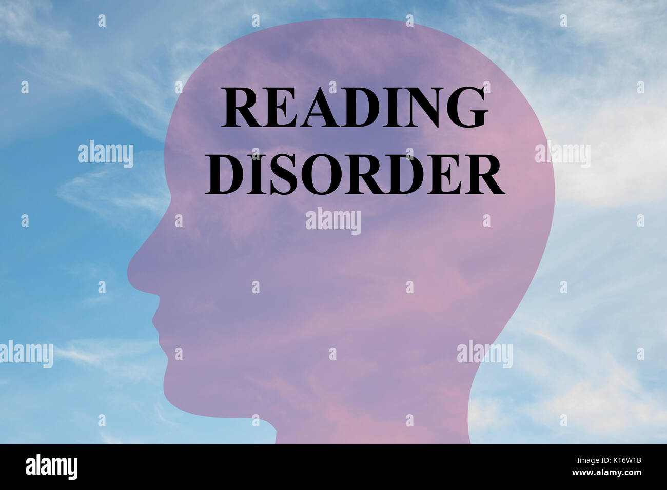 Render illustration of "READING DISORDER" title on head silhouette ...