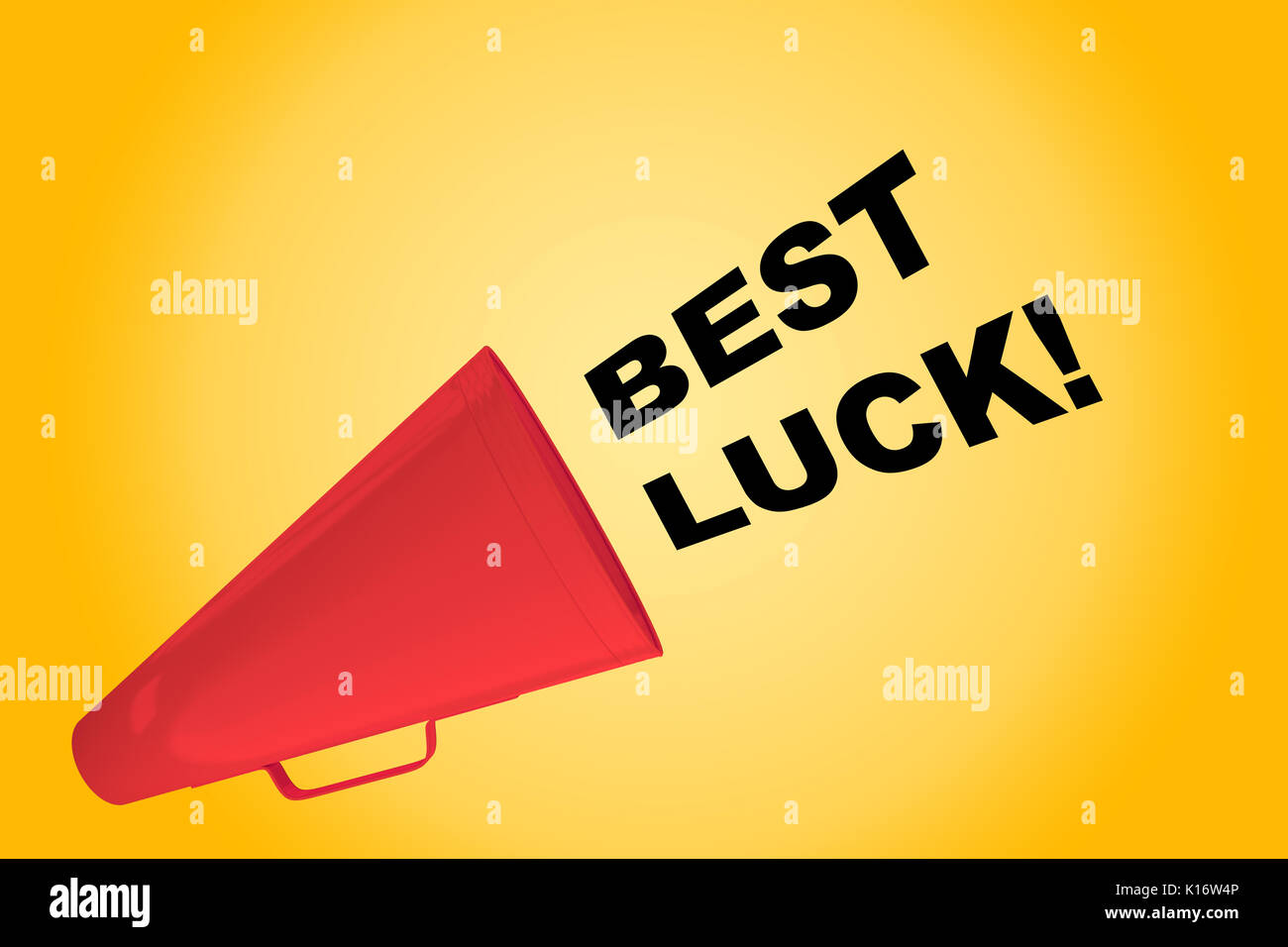 3D illustration of "BEST LUCK!" title flowing from a loudspeaker Stock ...