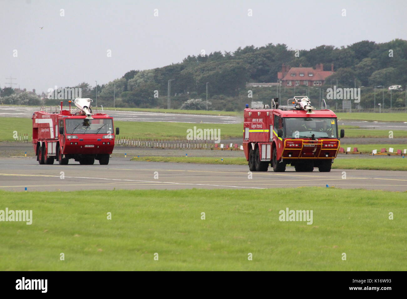 Two Prestwick Airport fire tenders on duty, with SG52 XHK (a Carmichael ...