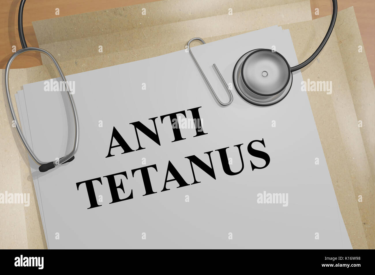 3D illustration of "ANTI TETANUS" title on a medical document Stock ...
