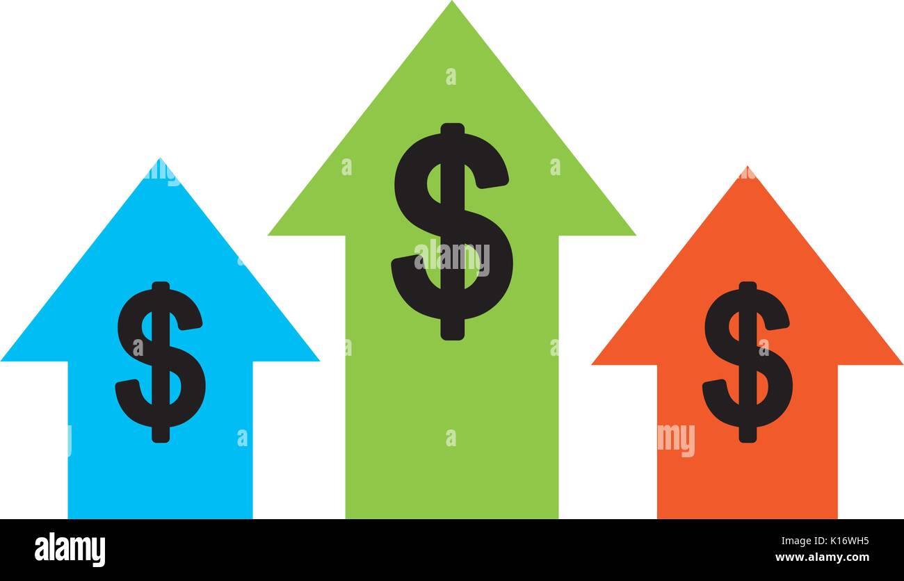 arrow up with money symbol Stock Vector Image & Art - Alamy
