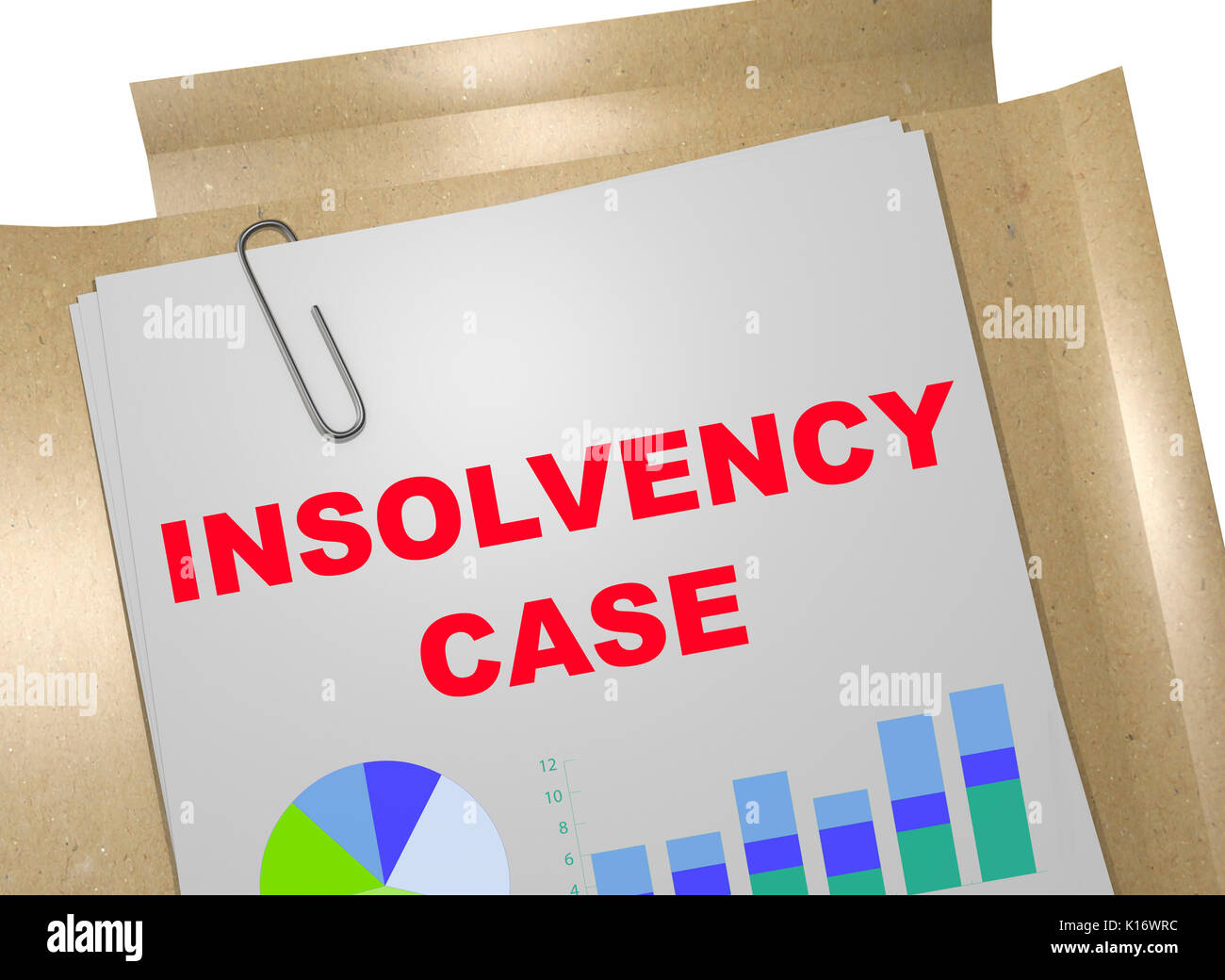 3D illustration of "INSOLVENCY CASE" title on business document Stock ...