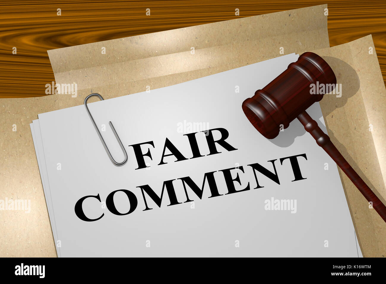 3D illustration of "FAIR COMMENT" title on legal document Stock Photo ...