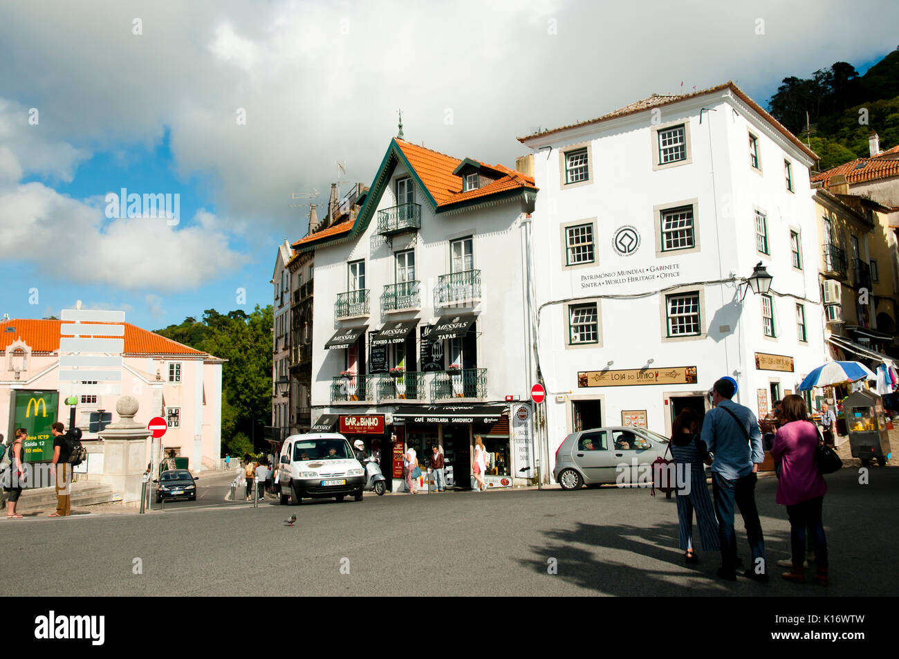SINTRA, PORTUGAL - June 4, 2016: Commercial buildings & tourists in the ...