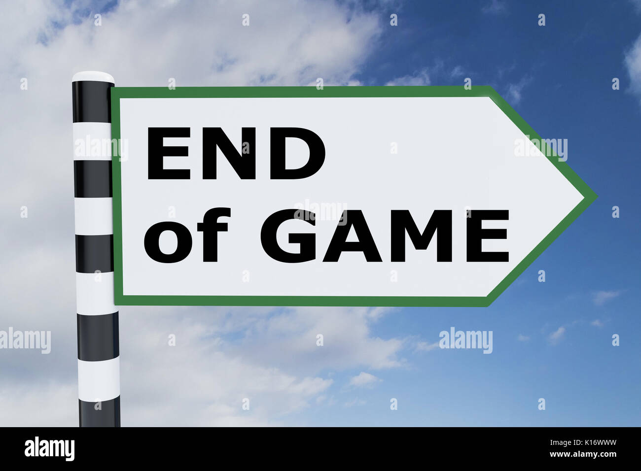 3D illustration of "END OF GAME" script on road sign Stock Photo - Alamy