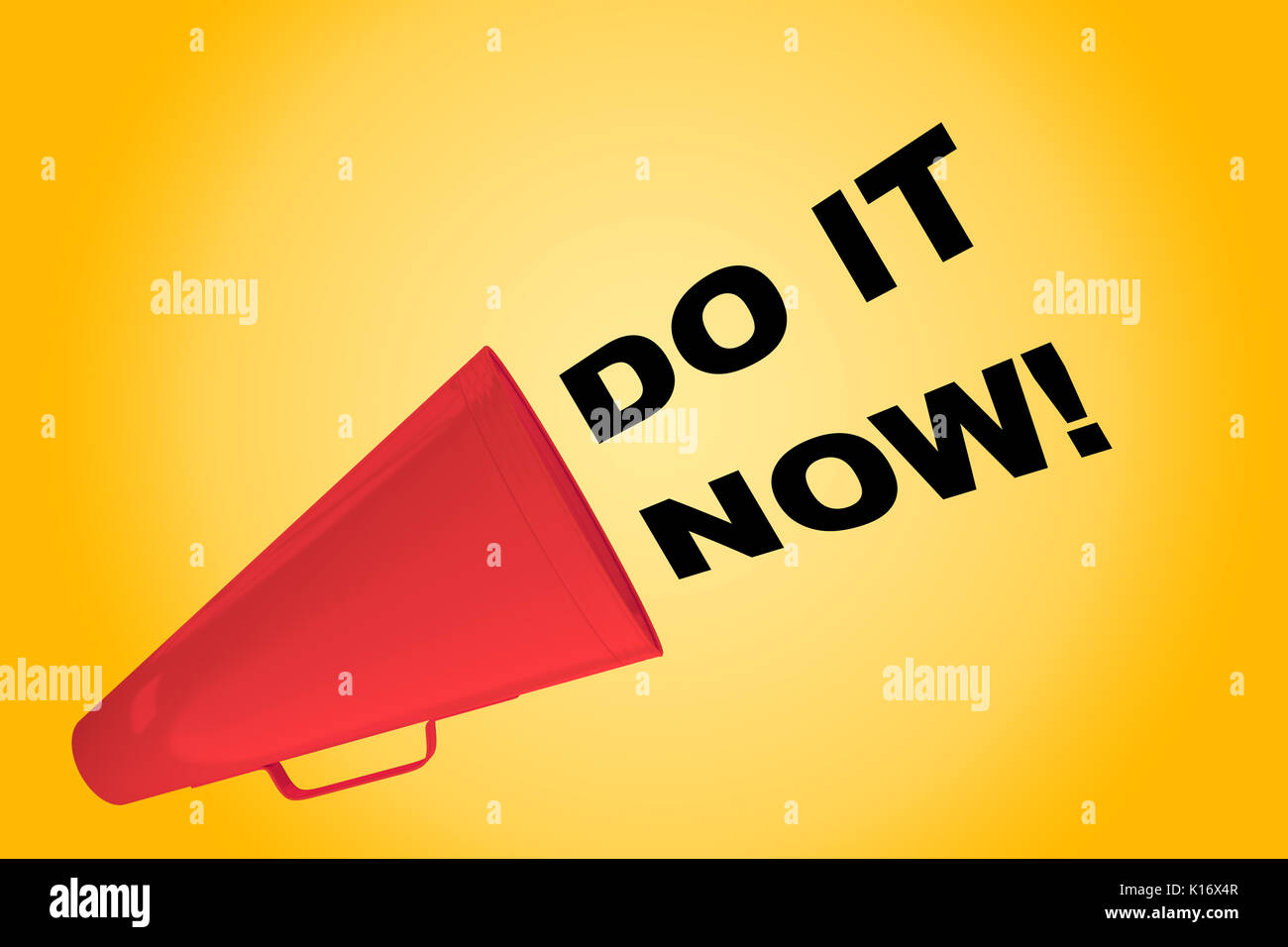 3D illustration of "DO IT NOW!" title flowing from a loudspeaker Stock ...