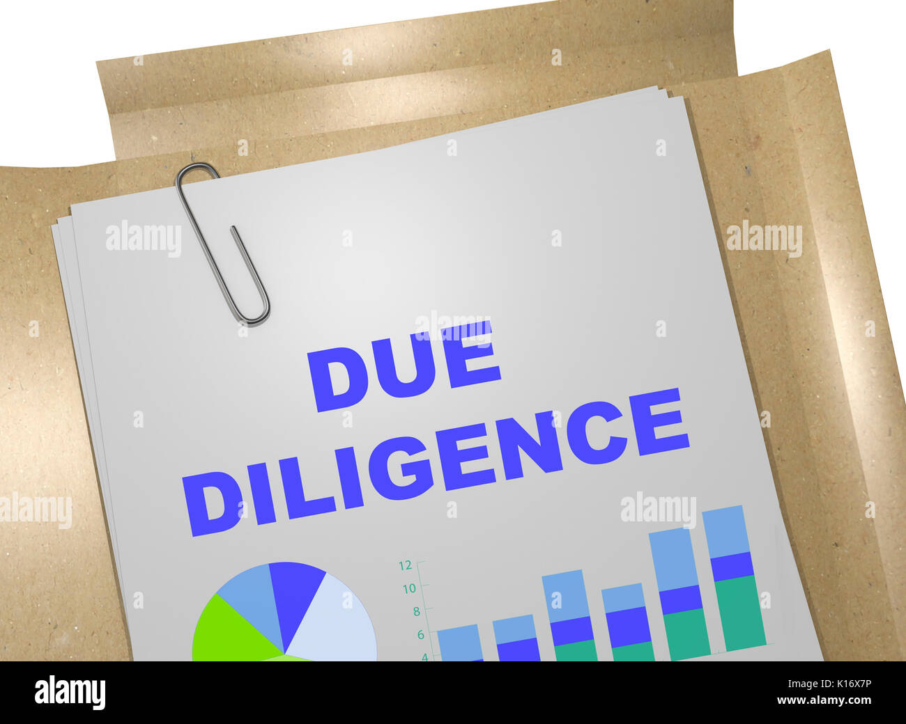 3D illustration of "DUE DILIGENCE" title on business document Stock ...