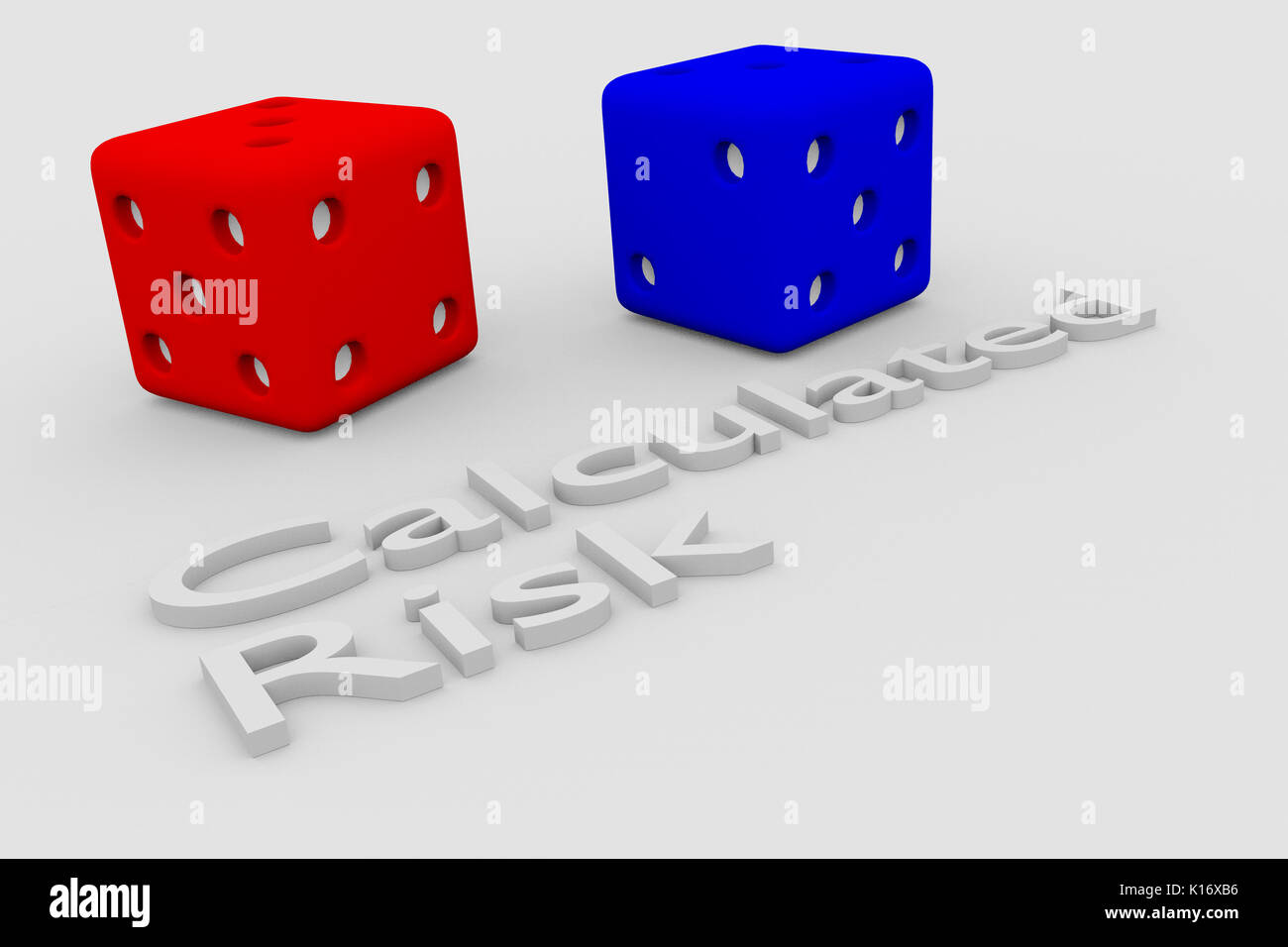 3D illustration of "Calculated Risk" title written in embossed letters ...