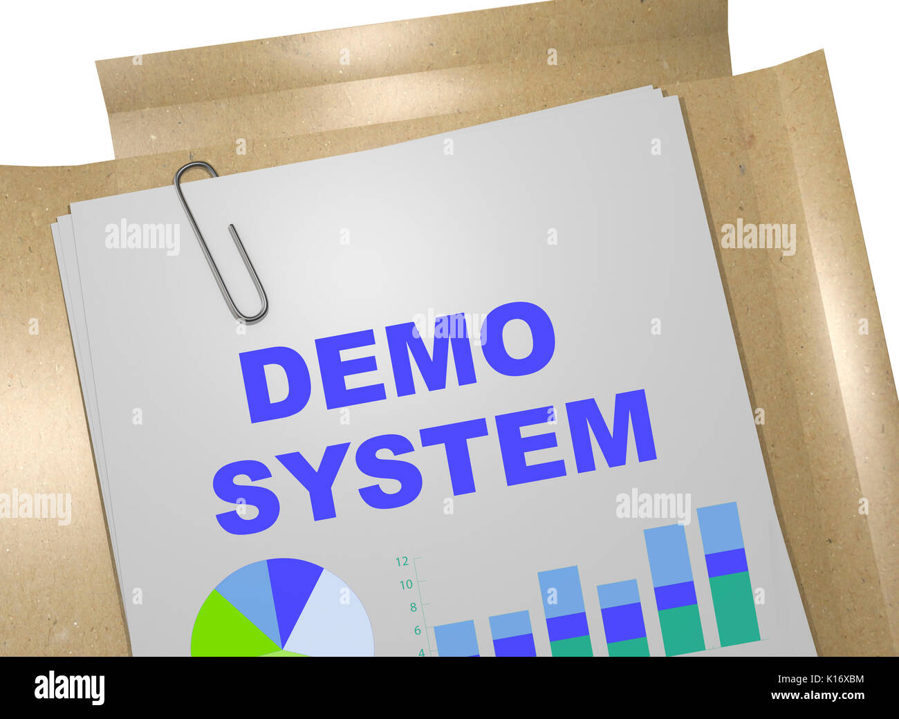 3D illustration of "DEMO SYSTEM" title on business document Stock Photo ...