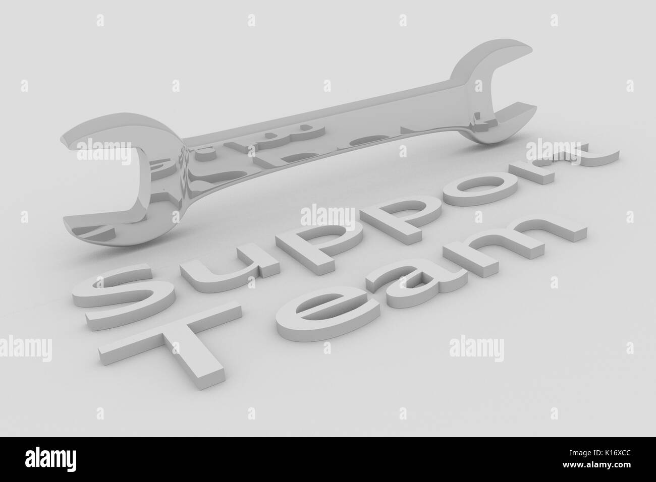 3D illustration of "Support Team" title written in embossed letters ...