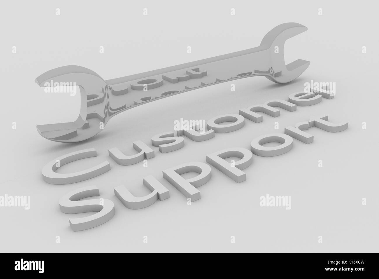 3D illustration of "Customer Support" title written in embossed letters ...