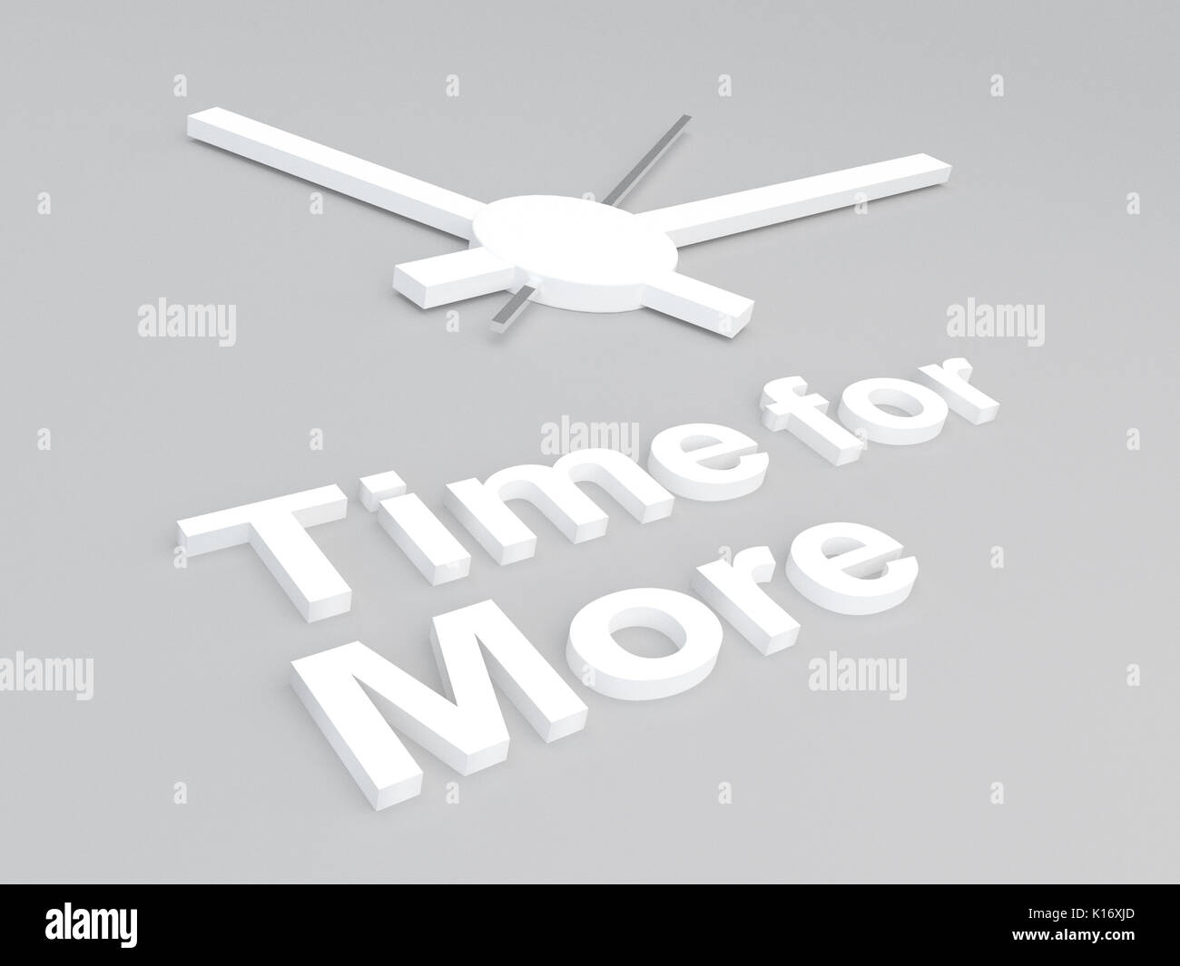 3D illustration of "Time for More" title with a clock as a background ...