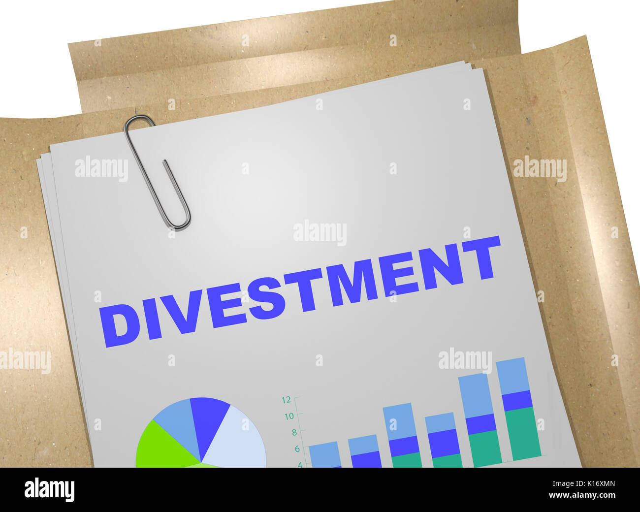 3D illustration of "DIVESTMENT" title on business document Stock Photo ...