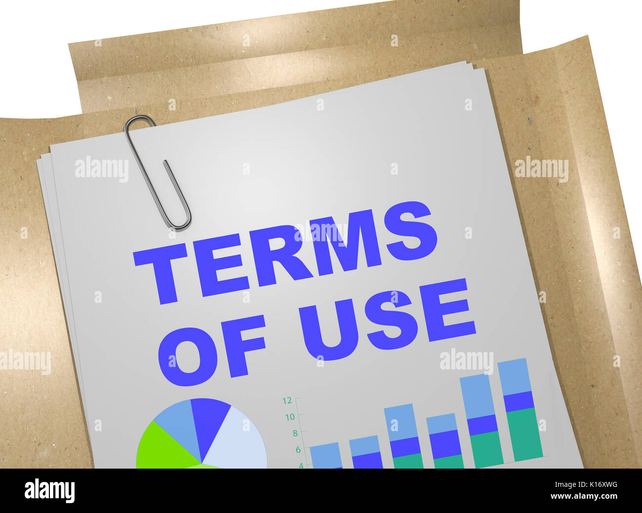 3D illustration of "TERMS OF USE" title on business document Stock ...