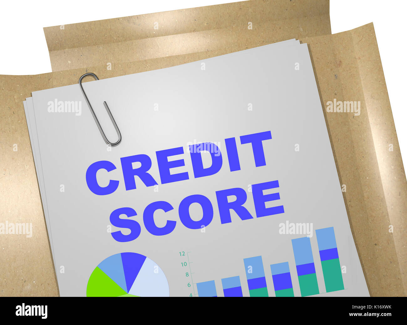 3D illustration of "CREDIT SCORE" title on business document Stock ...