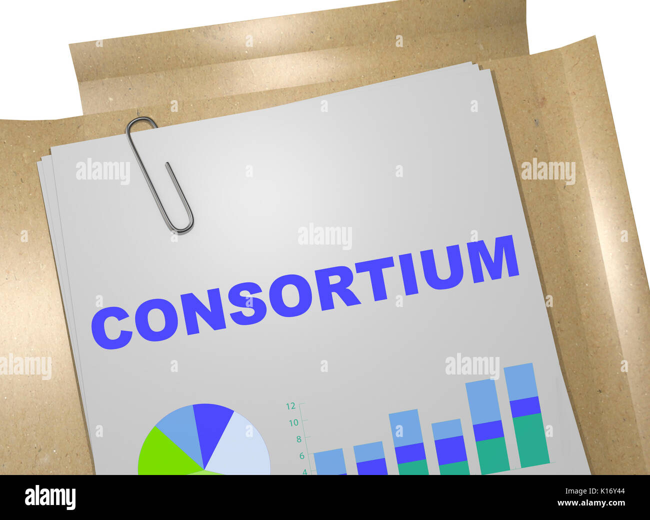 3D illustration of "CONSORTIUM" title on business document Stock Photo ...