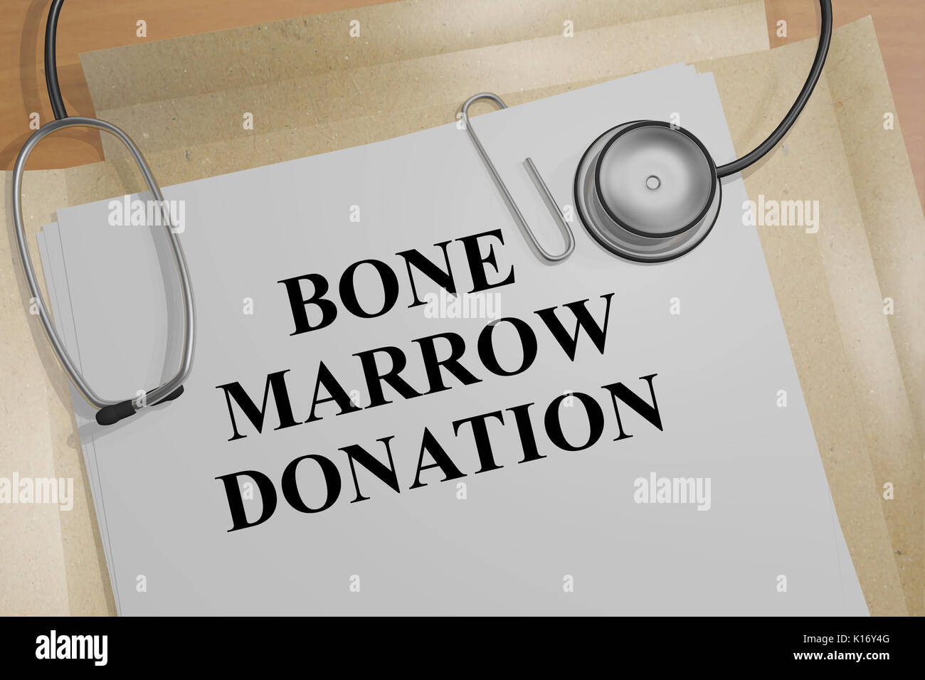 3D illustration of "BONE MARROW DONATION" title on a document Stock ...