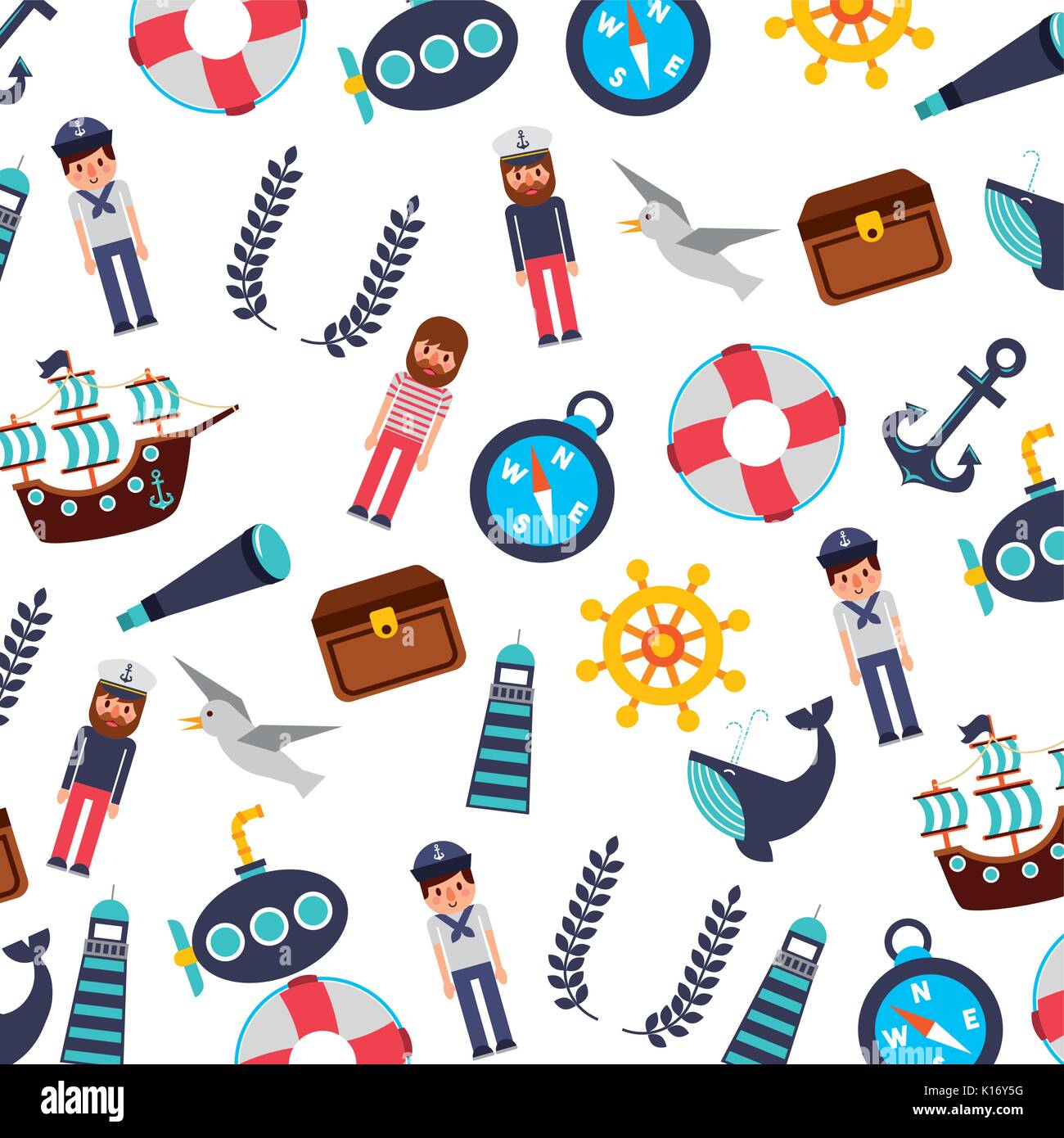 maritime icons pattern background Stock Vector Image & Art - Alamy