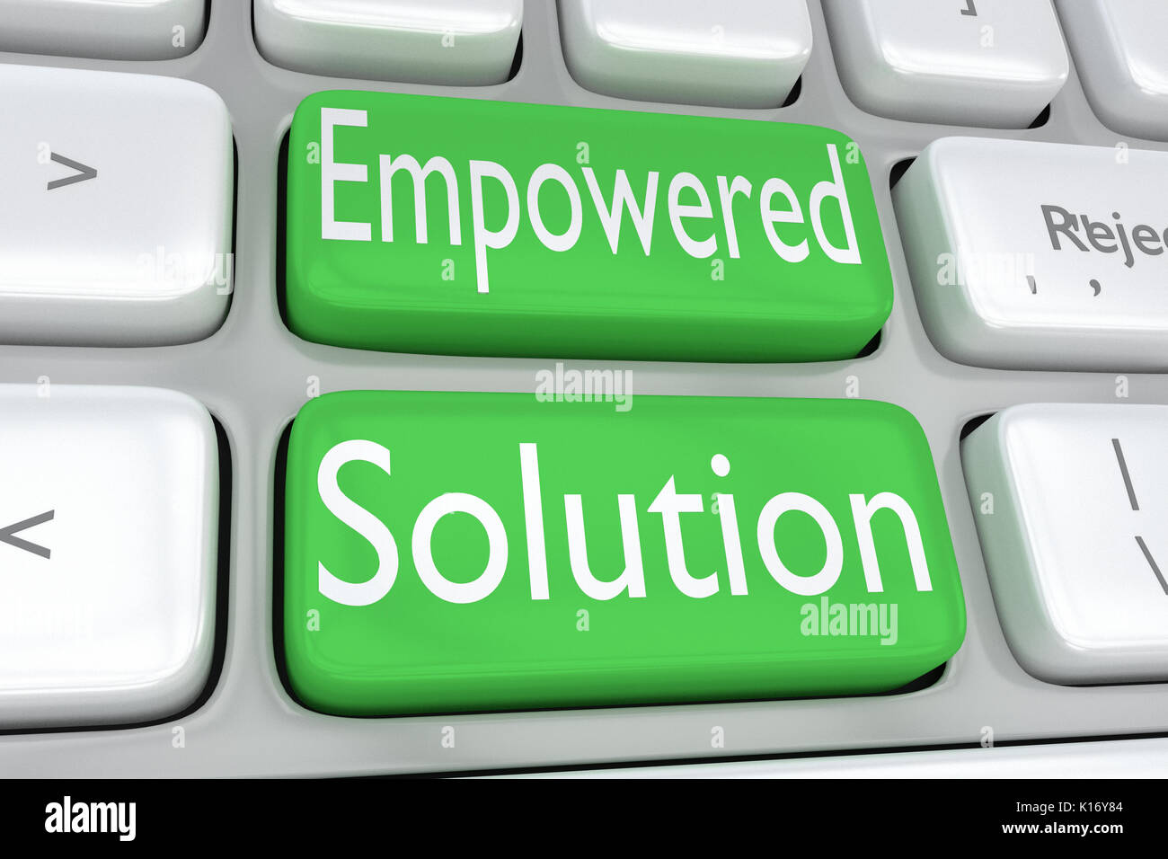 3D illustration of computer keyboard with the print "Empowered Solution ...
