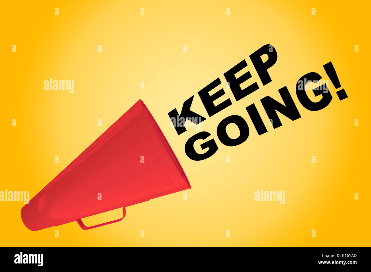 3D Illustration Of KEEP GOING Title Flowing From A Loudspeaker As 3d-illustration-of-keep-going-title-flowing-from-a-loudspeaker-as