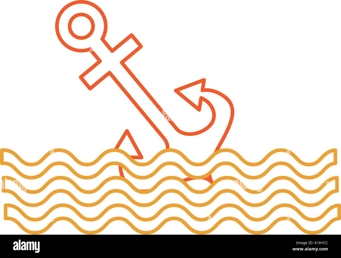 anchor maritime with waves Stock Vector Image & Art - Alamy